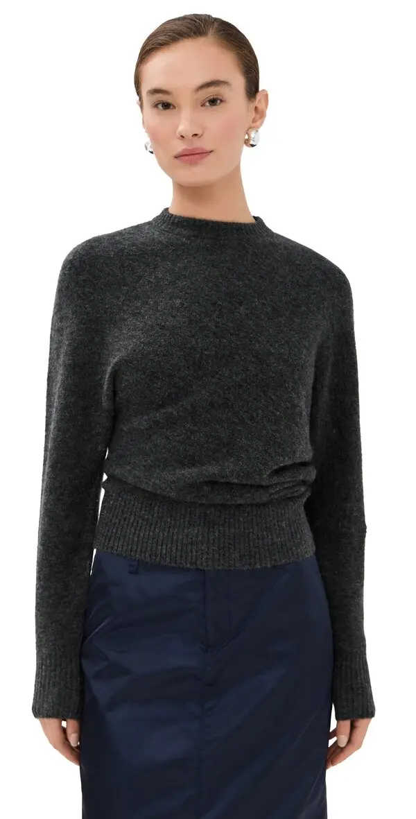 Proenza Schouler Abie Top In Clean Boiled Wool - Dark Grey