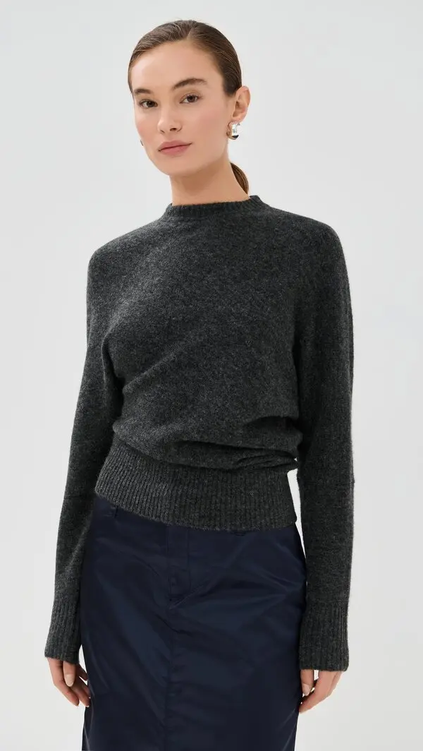 Proenza Schouler Abie Top In Clean Boiled Wool - Dark Grey