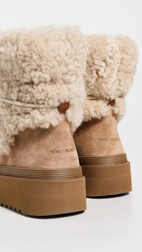 Tory Burch Mellow Shearling Lace Up Boots