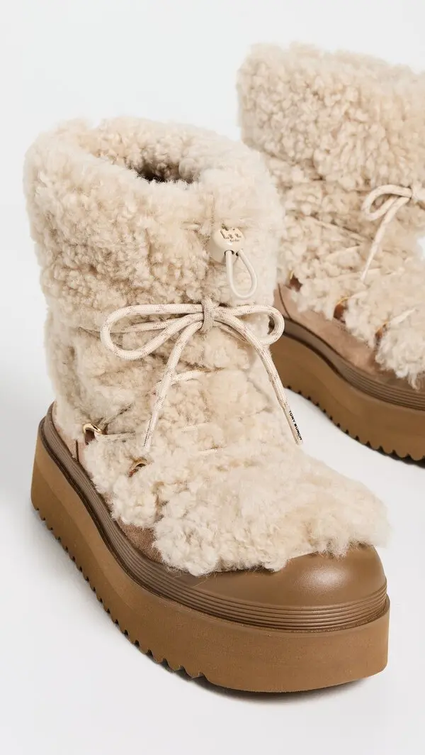 Tory Burch Mellow Shearling Lace Up Boots