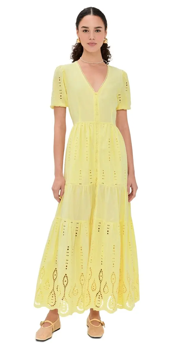 Playa Lucila Eyelet Maxi Dress With Crochet Lace Detailing