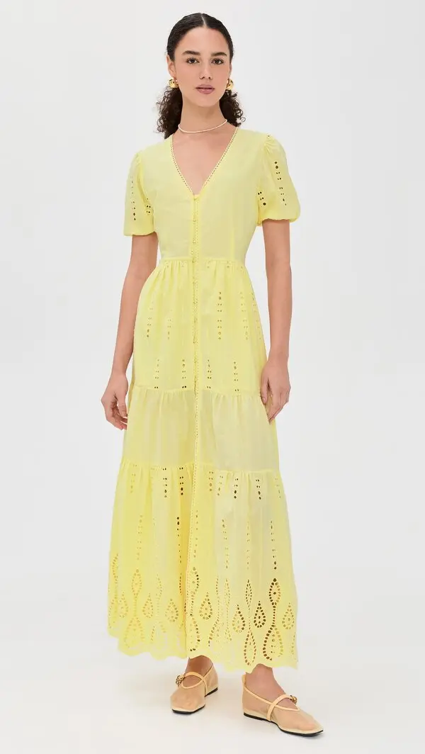 Playa Lucila Eyelet Maxi Dress With Crochet Lace Detailing