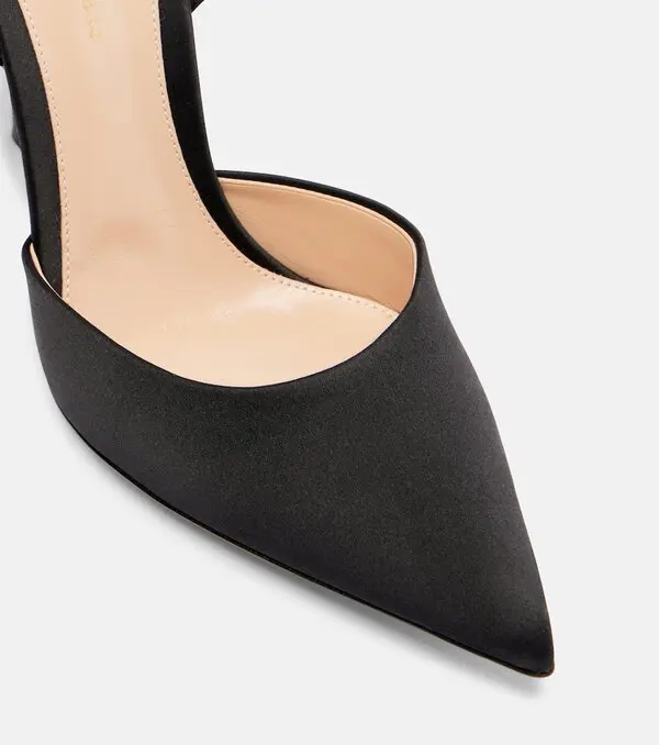 GIANVITO ROSSI Crystal-embellished Satin Pumps - Black