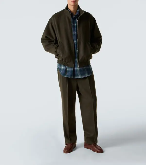 Auralee Camel Hair Flannel Blouson Jacket - Green