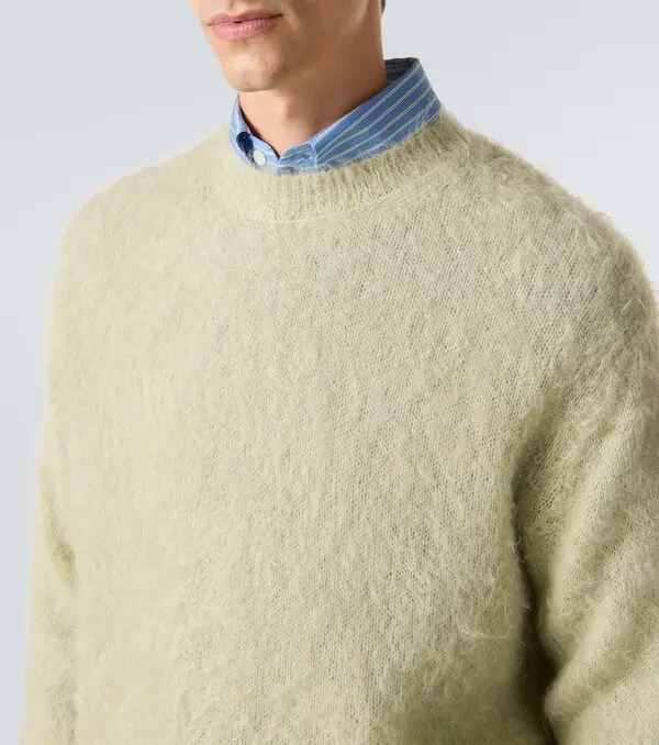 Auralee Mohair And Wool Crewneck Sweater - Green