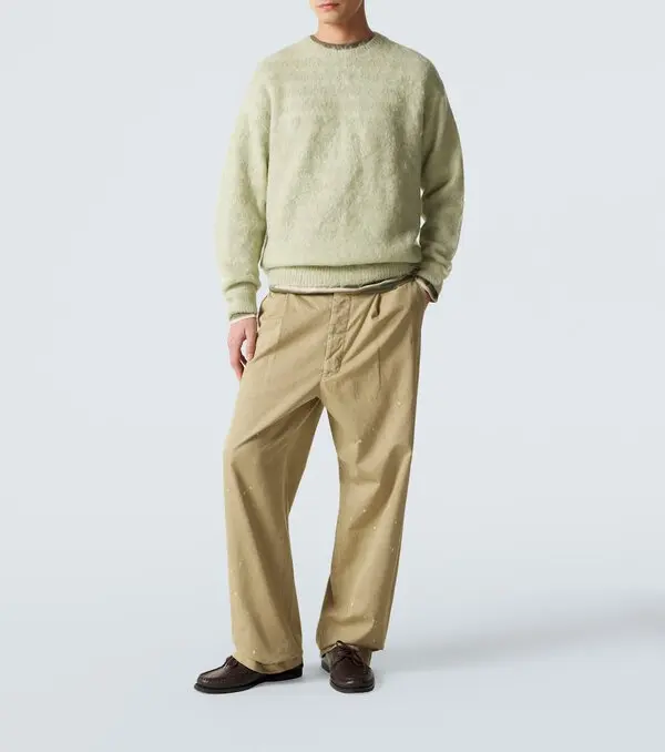 Auralee Mohair And Wool Crewneck Sweater - Green