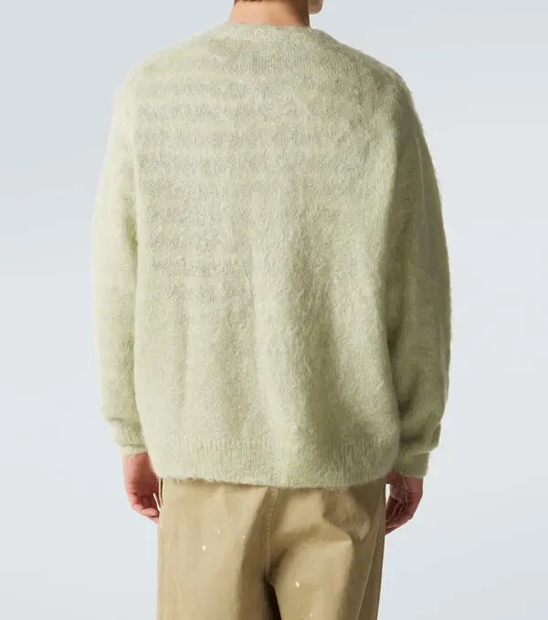Auralee Mohair And Wool Crewneck Sweater - Green