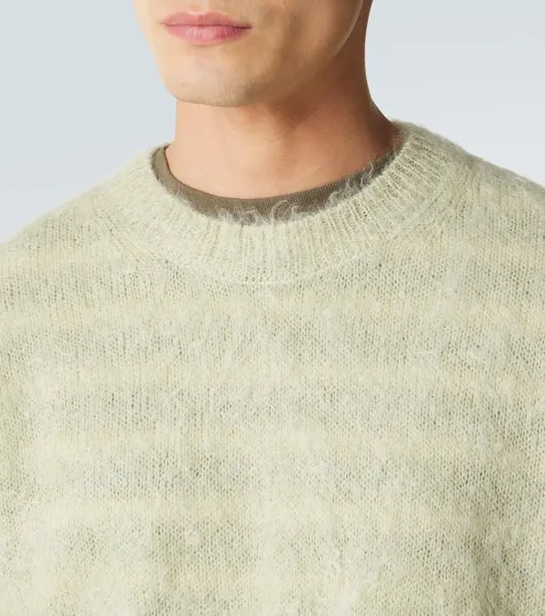 Auralee Mohair And Wool Crewneck Sweater - Green