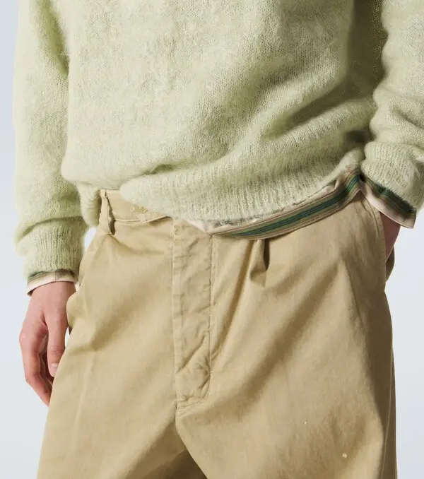 Auralee Mohair And Wool Crewneck Sweater - Green