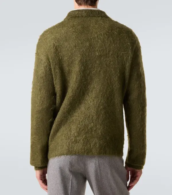 Auralee Mohair And Wool Polo Sweater - Green