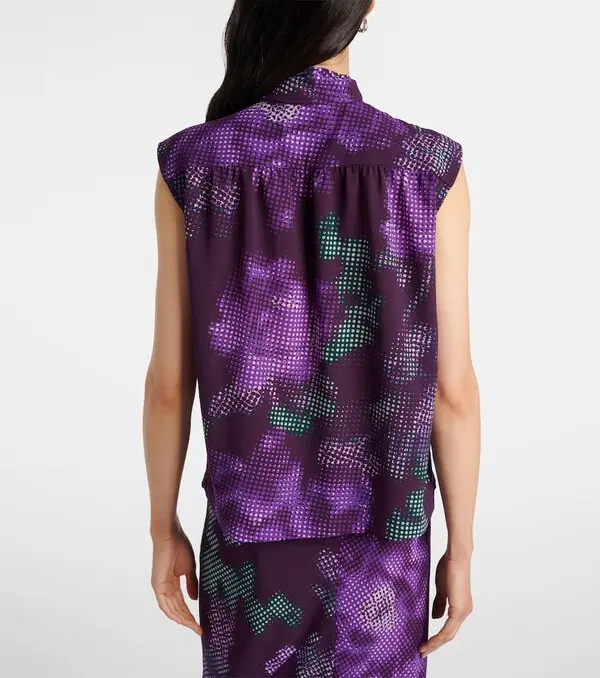 Dries Van Noten Floral Tie-neck Top