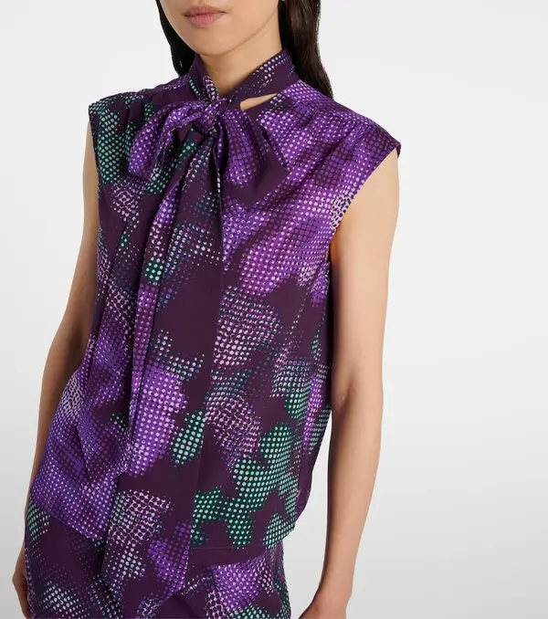 Dries Van Noten Floral Tie-neck Top