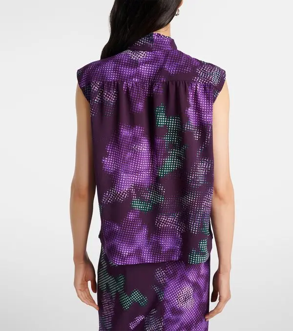Dries Van Noten Floral Tie-neck Top