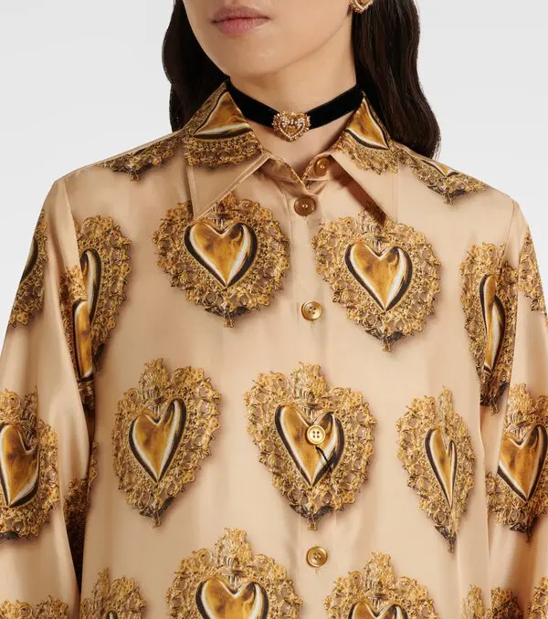 Dolce & Gabbana Printed Silk Shirt Dress