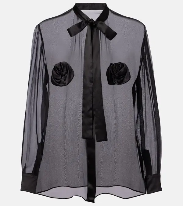Dolce & Gabbana Floral-appliqué Silk Blouse