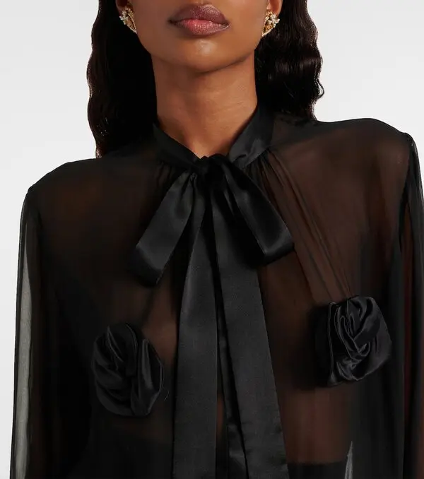 Dolce & Gabbana Floral-appliqué Silk Blouse
