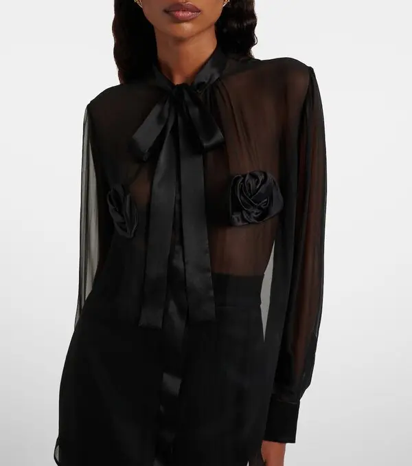 Dolce & Gabbana Floral-appliqué Silk Blouse