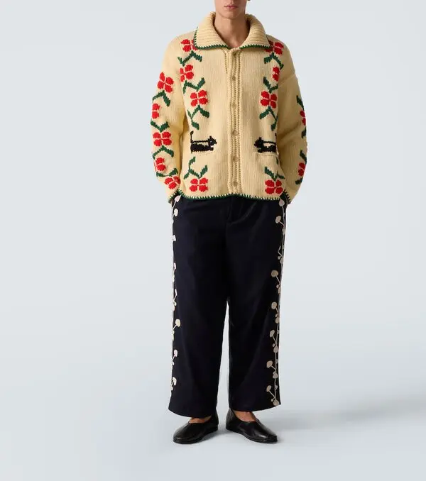 BODE Pirate Ship Virgin Wool Cardigan - Beige