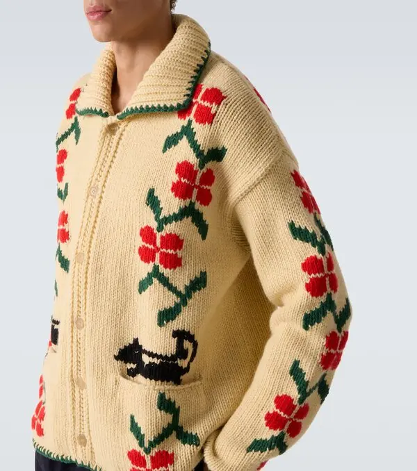 BODE Pirate Ship Virgin Wool Cardigan - Beige