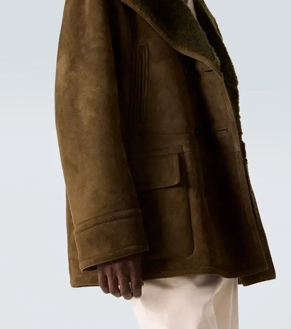 Ralph Lauren Purple Label Shearling-trimmed Double-breasted Suede Jacket