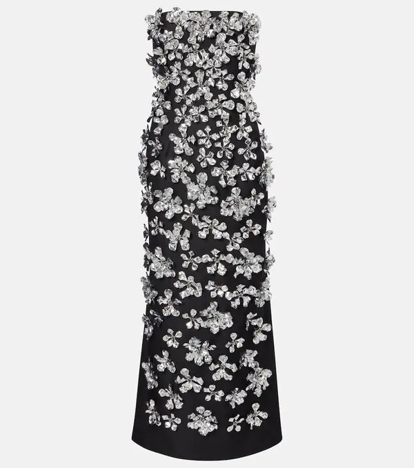 EMILIA WICKSTEAD Leilani Embellished Strapless Gown - Black
