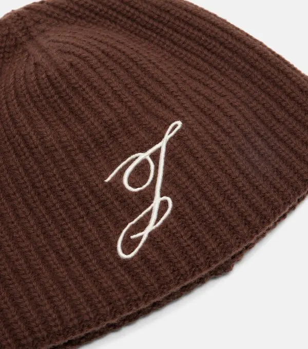 Jacquemus Espiral Logo Merino Wool Beanie - Brown