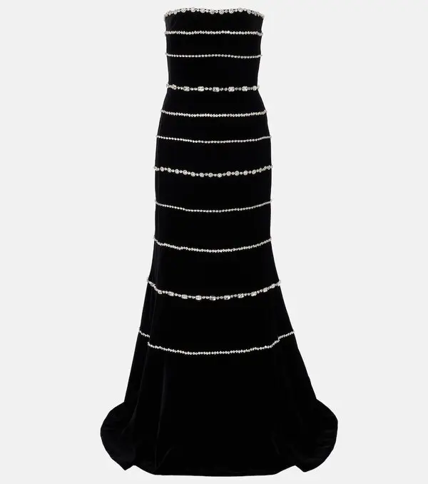 Costarellos Shaula Crystal-embellished Bustier Gown - Black