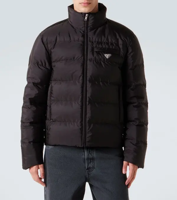 Prada Logo Quilted Down Jacket - Black