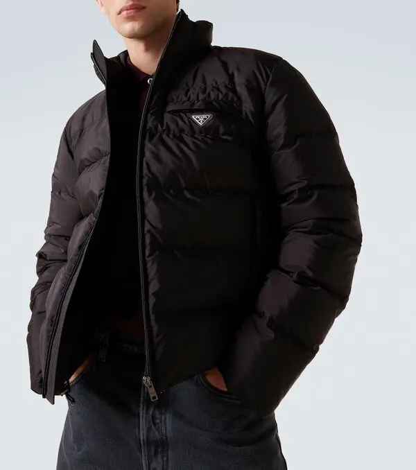 Prada Logo Quilted Down Jacket - Black