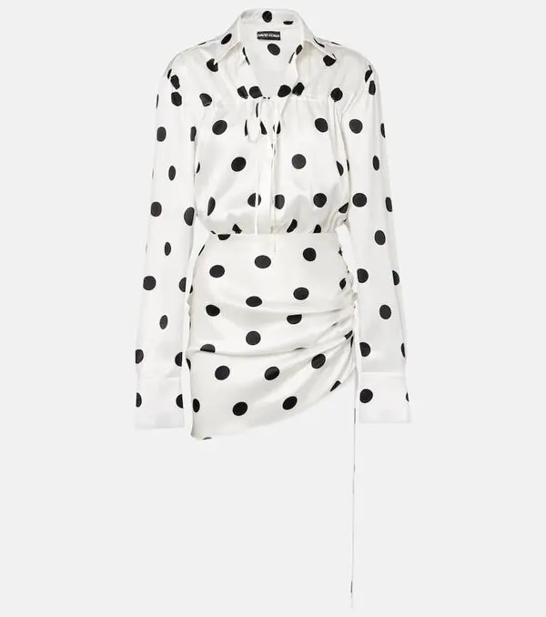 David Koma Polka-dot Silk Satin Minidress - White
