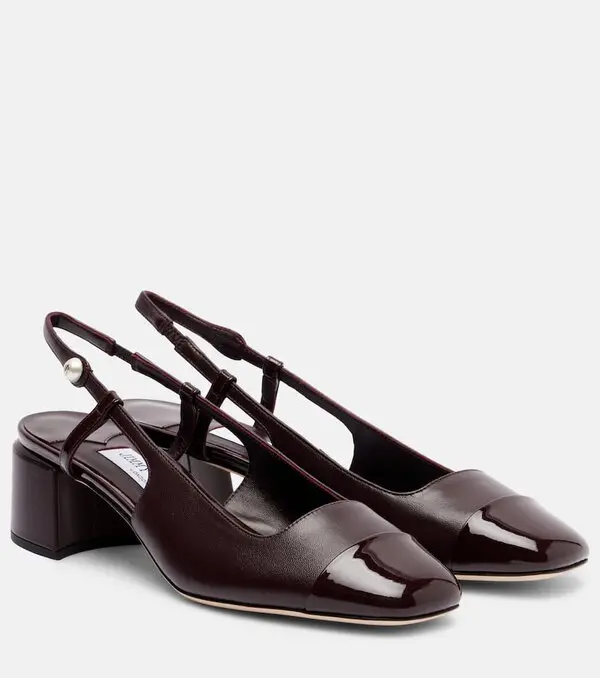 JIMMY CHOO Elisa 45 Leather Slingback Pumps - Burgundy