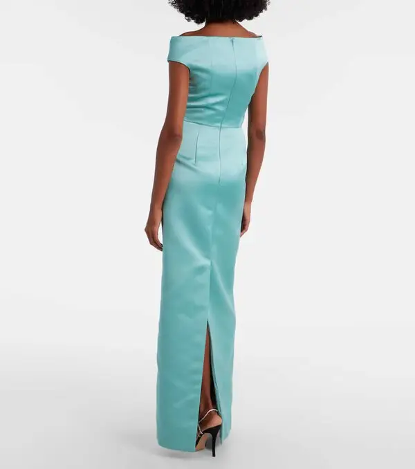 Erdem Floral Off-shoulder Duchesse Satin Gown