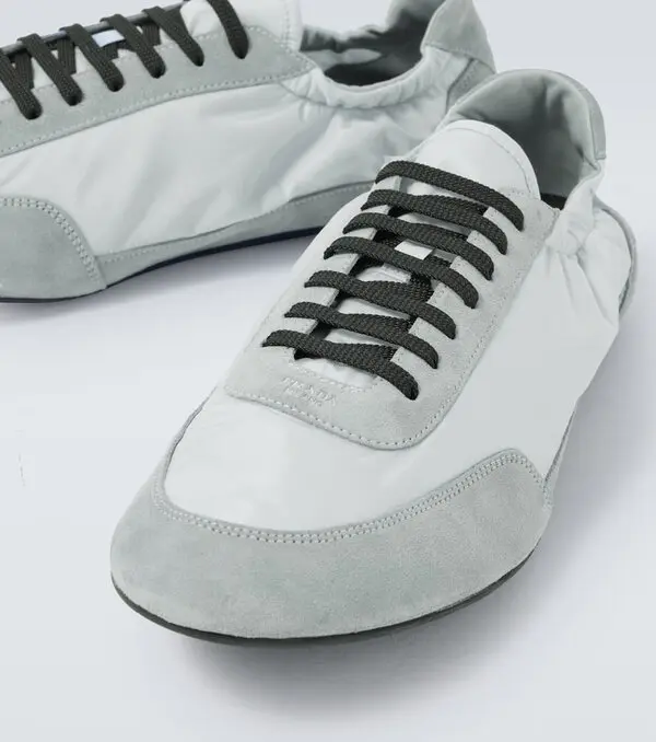 Prada Collapse Re-nylon And Suede Sneakers - Grey