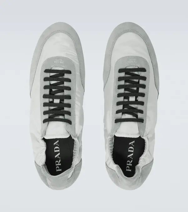 Prada Collapse Re-nylon And Suede Sneakers - Grey