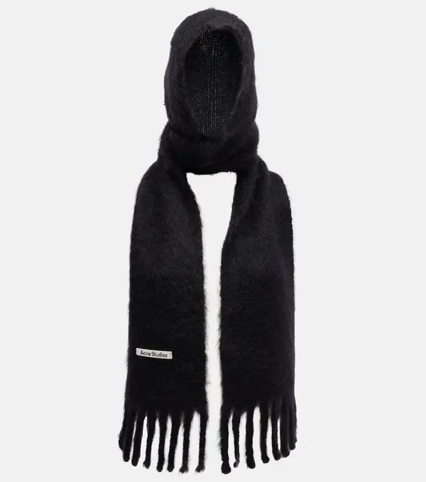 Acne Studios Kooder Hooded Mohair And Wool-blend Scarf - Black