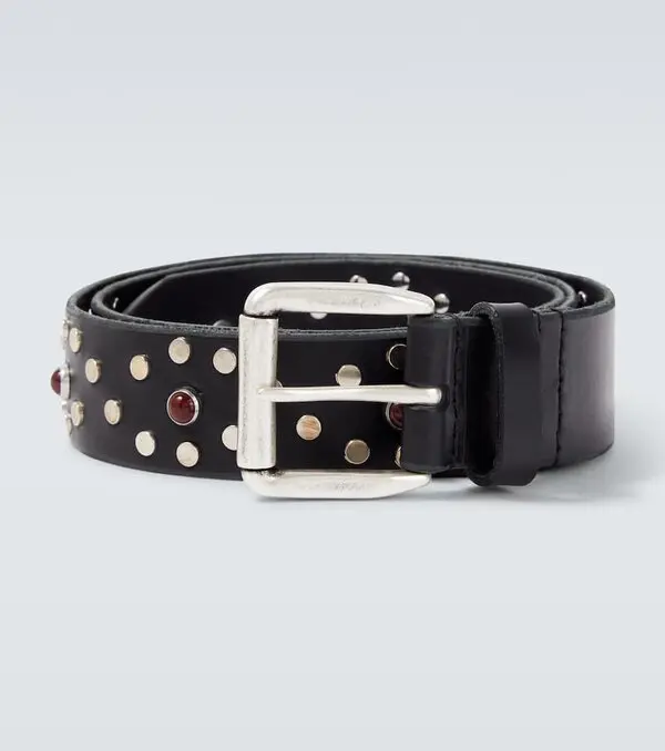 Our Legacy Vortex Embellished Leather Belt - Black