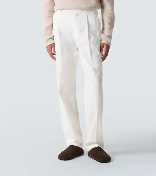 THE ROW Belamy Cotton And Cashmere Straight Pants - White