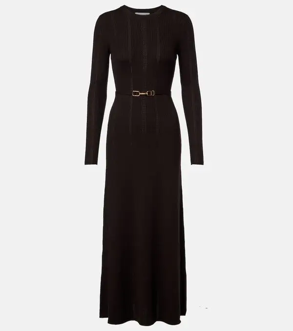 Gabriela Hearst Imagene Rib-knitted Wool Midi Dress - Black
