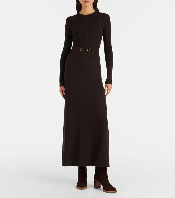 Gabriela Hearst Imagene Rib-knitted Wool Midi Dress - Black