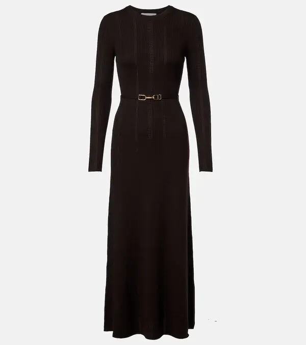Gabriela Hearst Imagene Rib-knitted Wool Midi Dress - Black