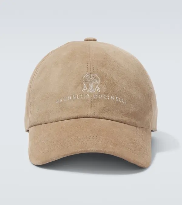 Brunello Cucinelli Logo Suede Baseball Cap - Beige