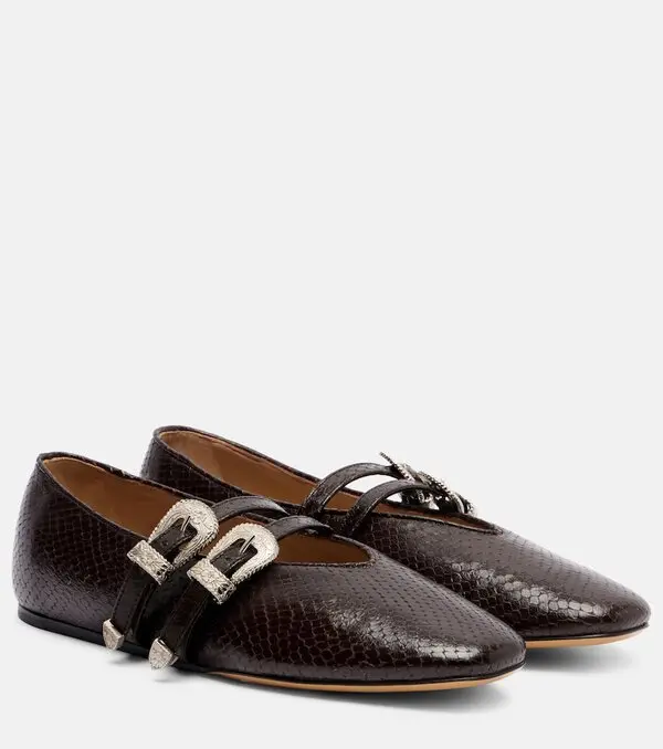 Le Monde Beryl Claudia Leather Mary Jane Flats - Brown