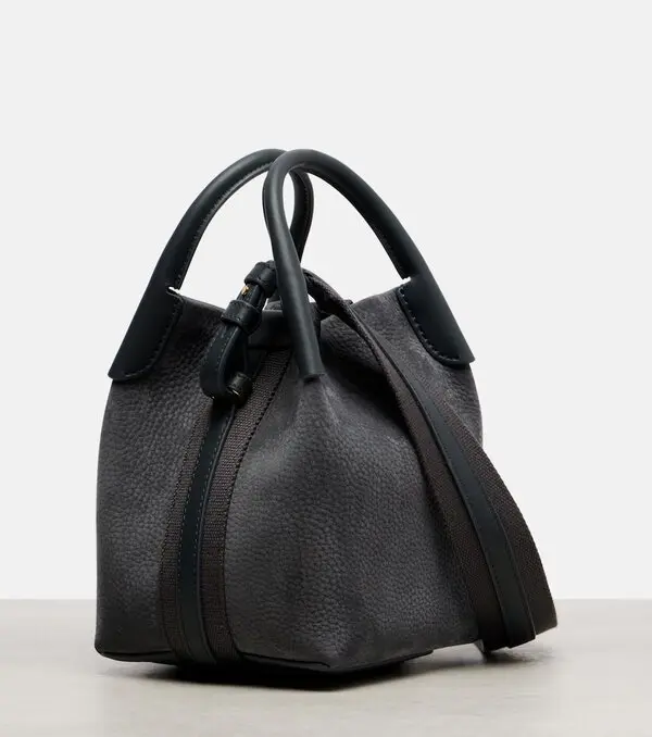 Loro Piana Bale Micro Leather Bucket Bag - Grey