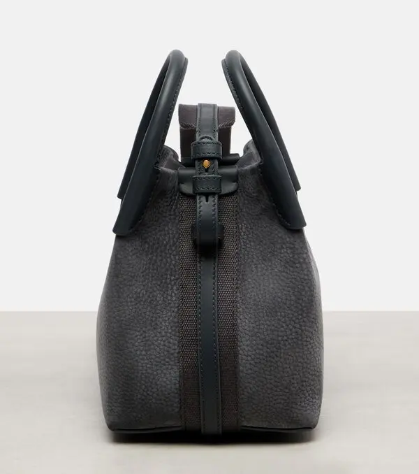 Loro Piana Bale Micro Leather Bucket Bag - Grey