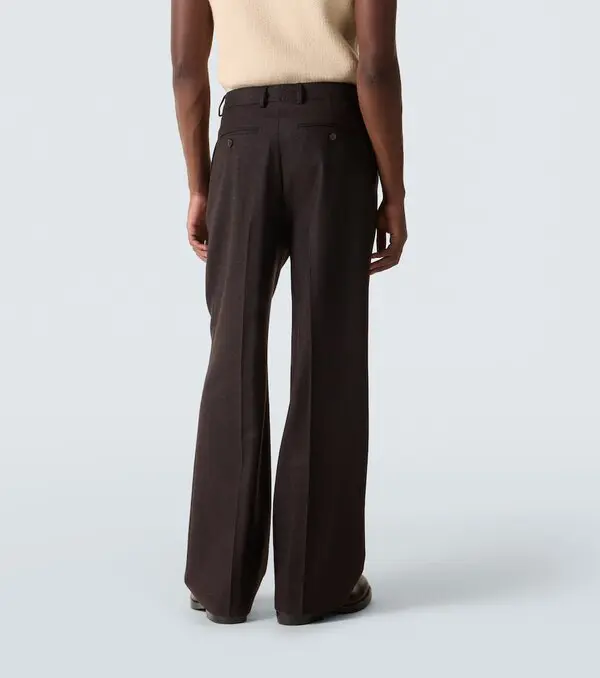 Dries Van Noten Wool Flannel Wide-leg Pants - Brown