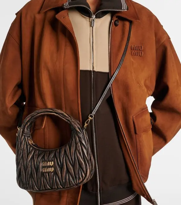 Miu Miu Wander Small Matelassé Leather Tote Bag - Brown