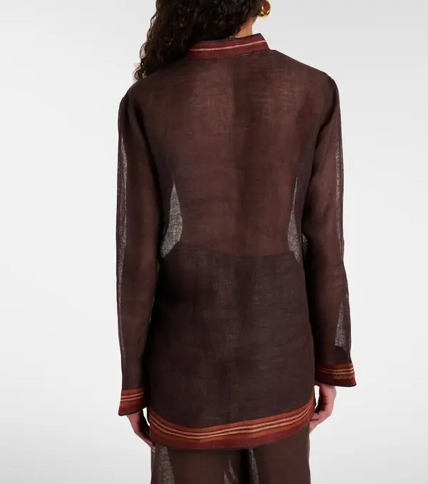 Tory Burch Sheer Linen Kaftan - Brown