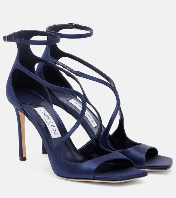 JIMMY CHOO Azia 95 Satin Sandals - Blue