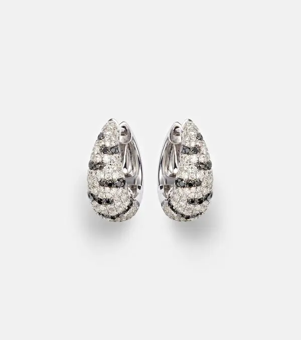 Yvonne Léon Zèbre 18kt White Gold Hoop Earrings With Diamonds - Silver