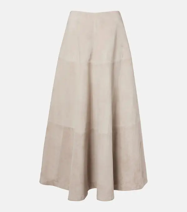 Altuzarra Varda Maxi Suede Skirt - Beige